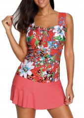 Halter Asymmetric Hem Padded Printed Tankini Set | Rosewe.com - USD $31.75