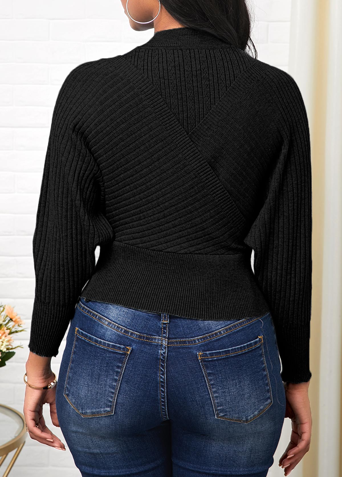 Long Sleeve Cold Shoulder Black Sweater | Rosewe.com - USD $31.99