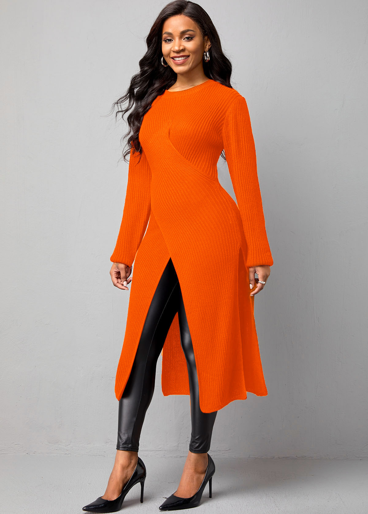 Long Sleeve Cross Front Round Neck Sweater | Rosewe.com - USD $28.99