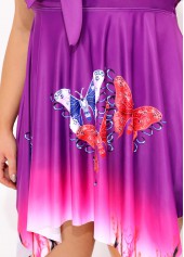 Plus Size Butterfly Print Asymmetric Hem Swimdress and Panty | Rosewe ...