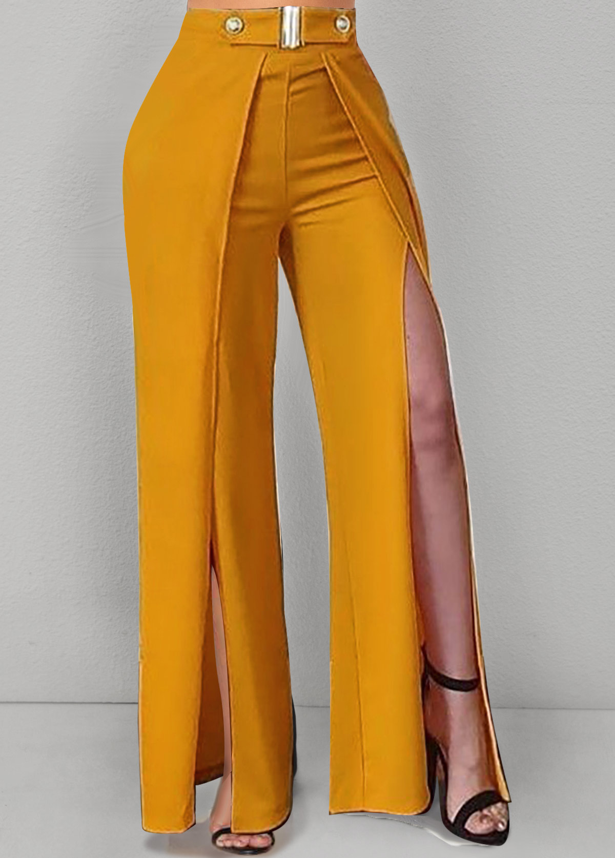 High Waisted Slit Design Ginger Pants | Rosewe.com - USD $31.98