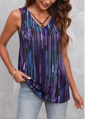 Multi Color Striped Cross Strap Tank Top | Rosewe.com - USD $21.87