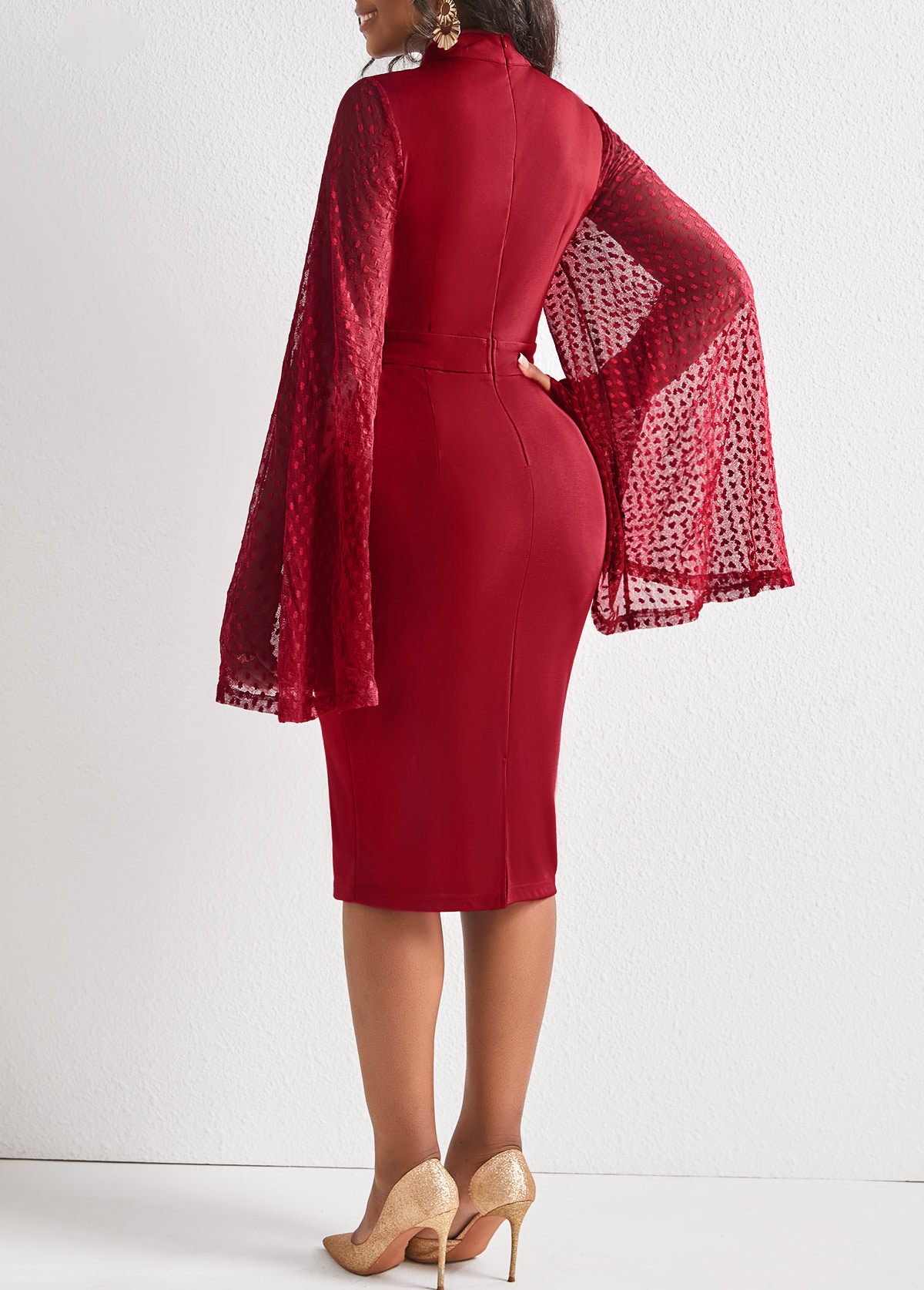 Wine Red Long Sleeve Sheath Dress | Rosewe.com - USD $18.99