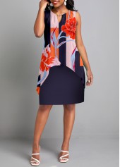 Floral Print Fake 2in1 Multi Color Dress | Rosewe.com - USD $9.98