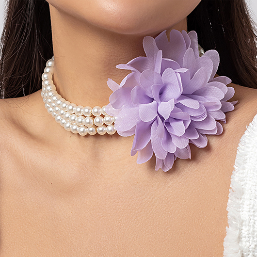 Floral Design Pearl Light Purple Necklace | Rosewe.com - USD $16.98