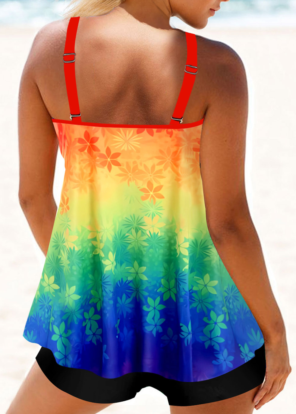 Ombre Circular Ring Multi Color Tankini Top | Rosewe.com - USD $28.98