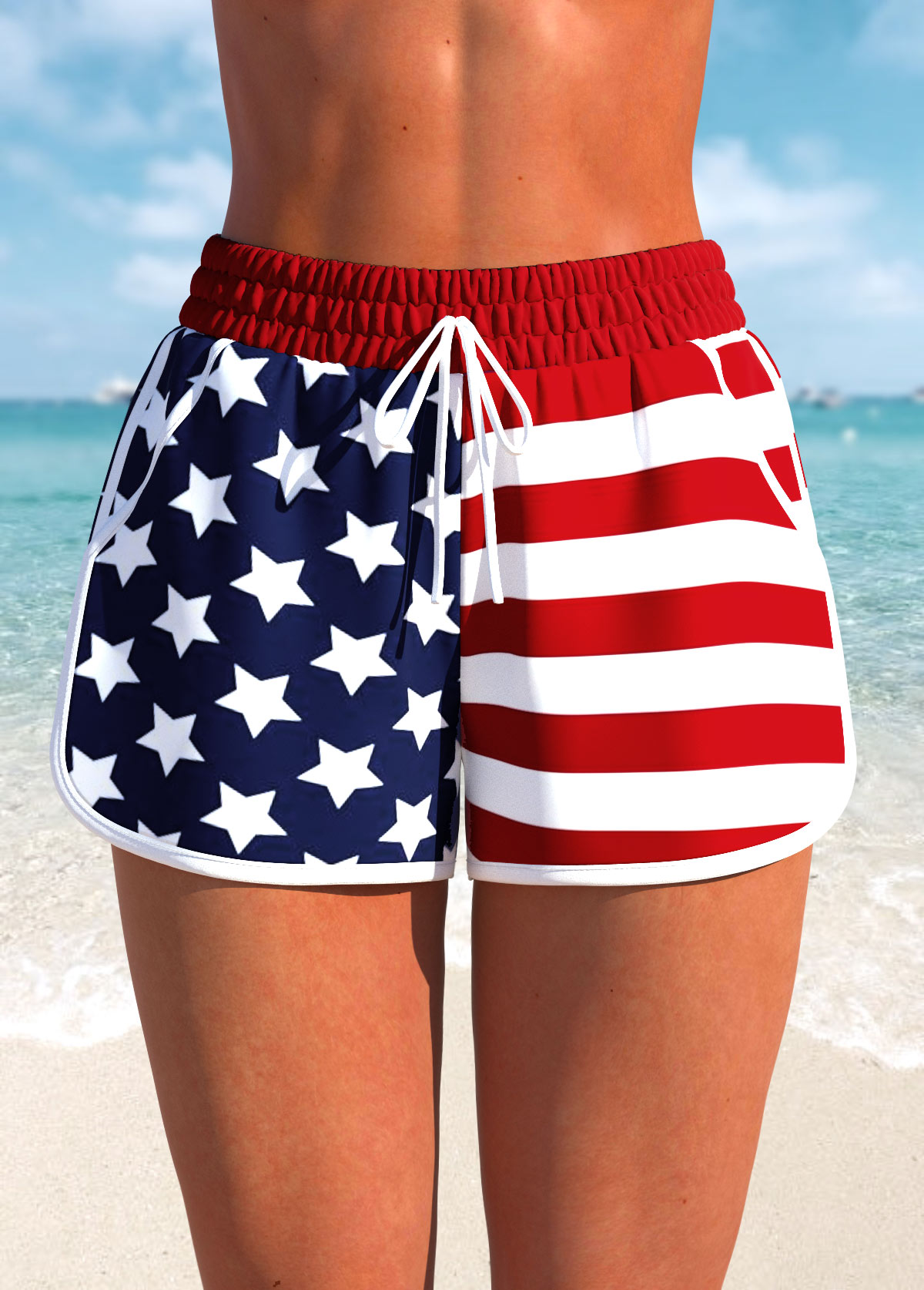 American Flag High Waisted Pocket Blue Swim Shorts | Rosewe.com - USD ...