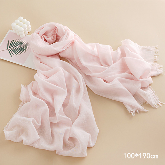 Tassel Detail Light Pink Lightweight Scarf | Rosewe.com - USD $16.98