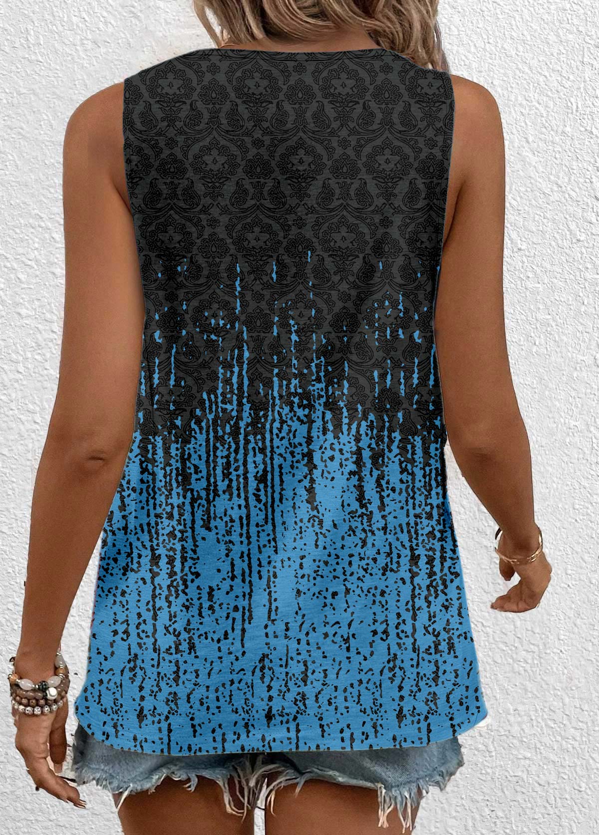 Plus Size Dark Grey Marl Circular Ring Tank Top | Rosewe.com - USD $25.98