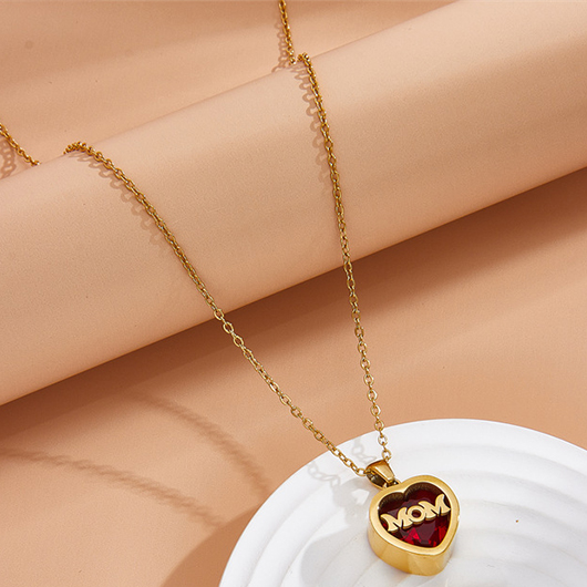 Letter Red Patchwork Heart Pendant Necklace | Rosewe.com - USD $19.98
