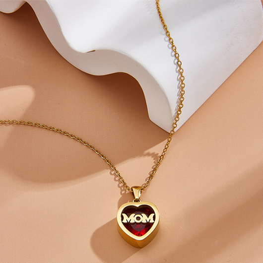 Letter Red Patchwork Heart Pendant Necklace | Rosewe.com - USD $19.98