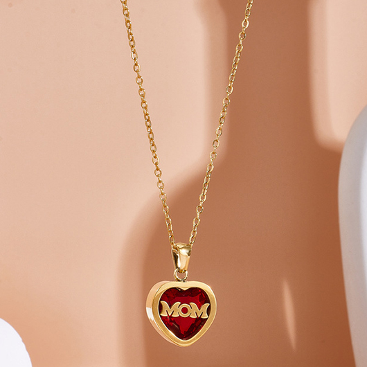 Letter Red Patchwork Heart Pendant Necklace | Rosewe.com - USD $19.98