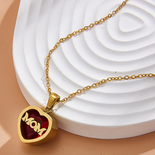 Letter Red Patchwork Heart Pendant Necklace | Rosewe.com - USD $19.98