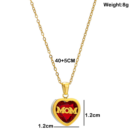 Letter Red Patchwork Heart Pendant Necklace | Rosewe.com - USD $19.98
