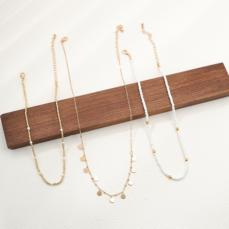 Beaded Tassel Gold Plastic Necklace Set | Rosewe.com - USD $12.98
