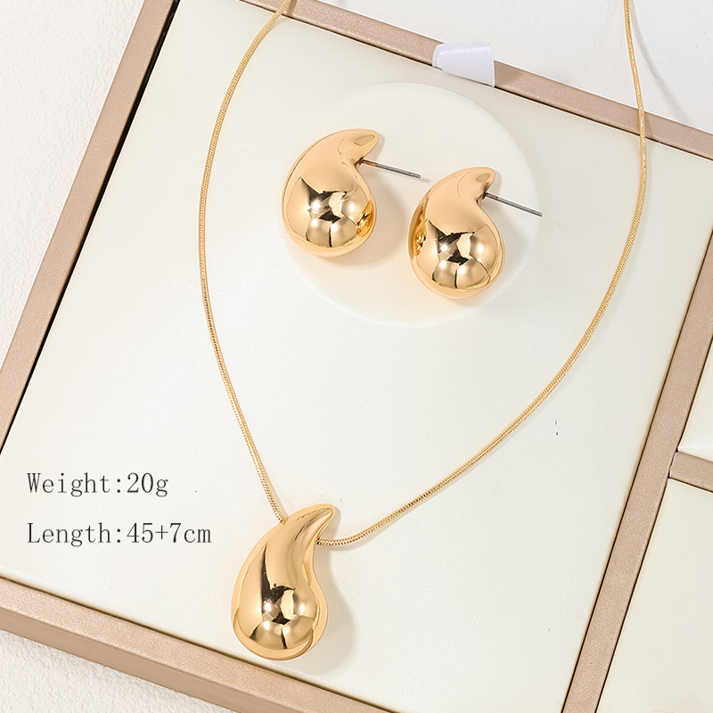 Teardrop Design Gold Plastic Earrings Set | Rosewe.com - USD $12.98