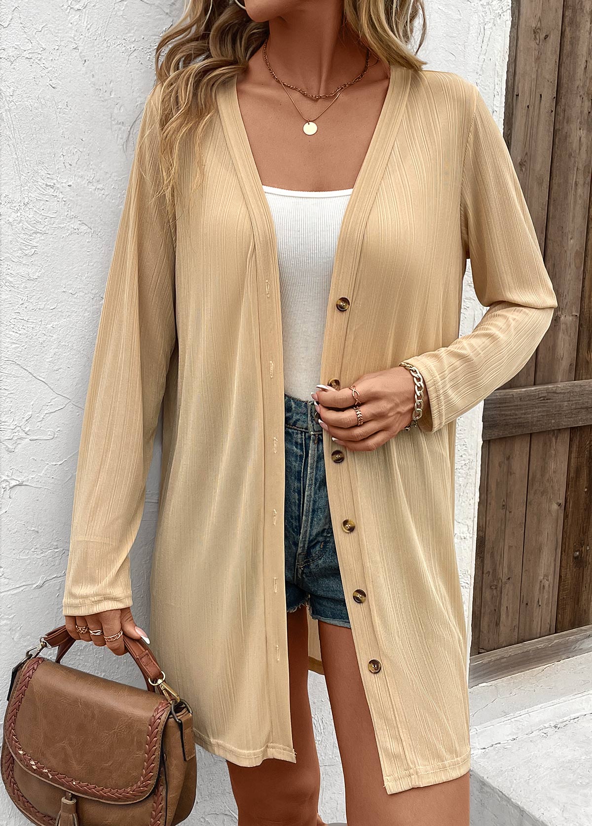 Lightweight Long Sleeve Button Light Cardigan | Rosewe.com - USD $29.98