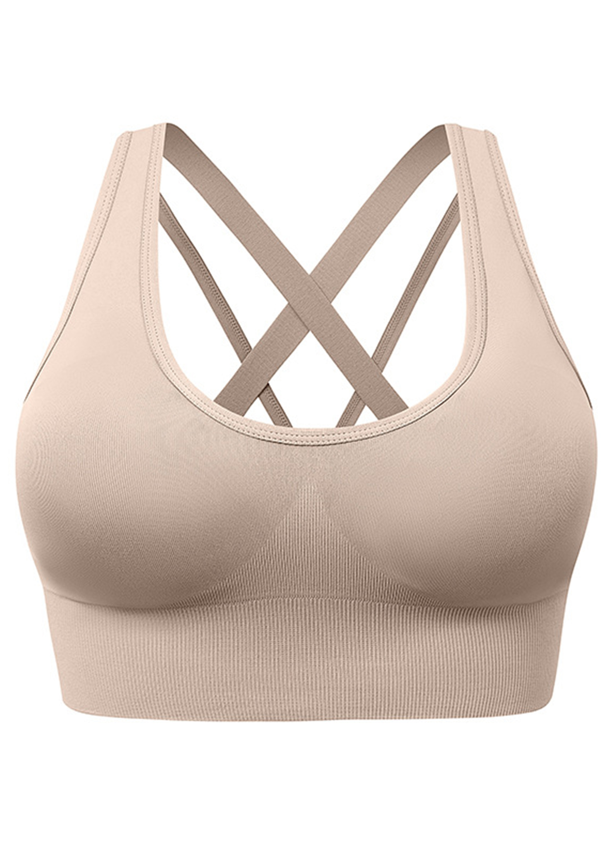 Skin Color Scoop Criss Cross Sports Bra | Rosewe.com - USD $23.98