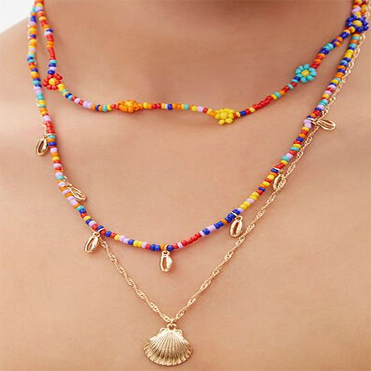 Rainbow Color Layered Shell Alloy Necklace | Rosewe.com - USD $11.98