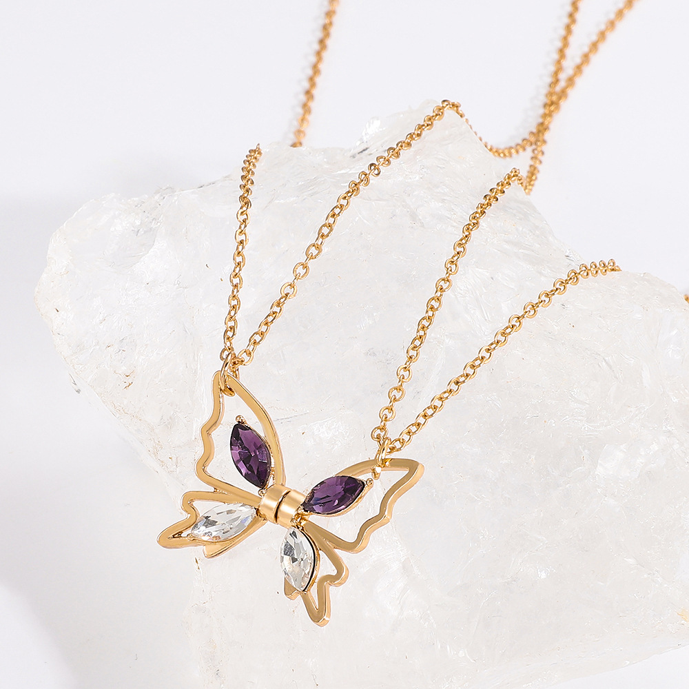 Rose Gold Butterfly Design Alloy Necklace | Rosewe.com - USD $8.98
