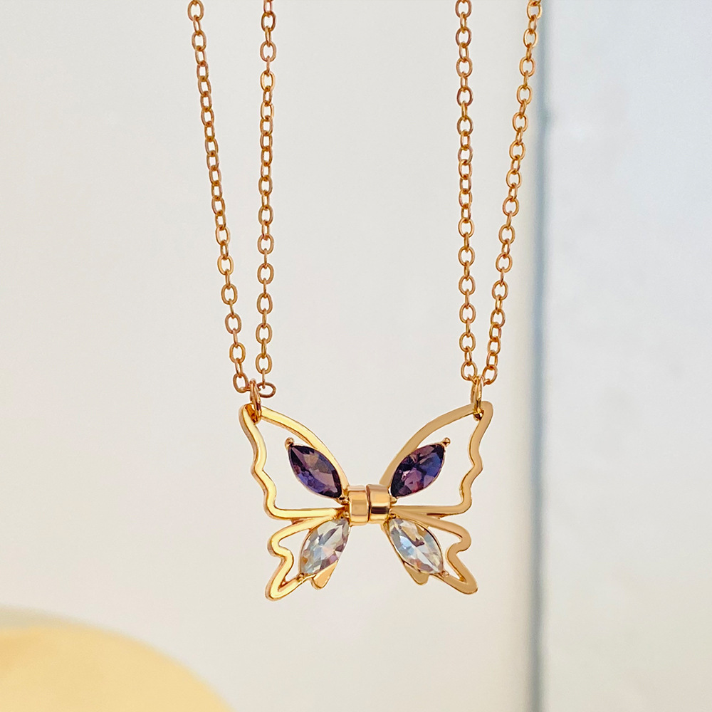 Rose Gold Butterfly Design Alloy Necklace | Rosewe.com - USD $8.98