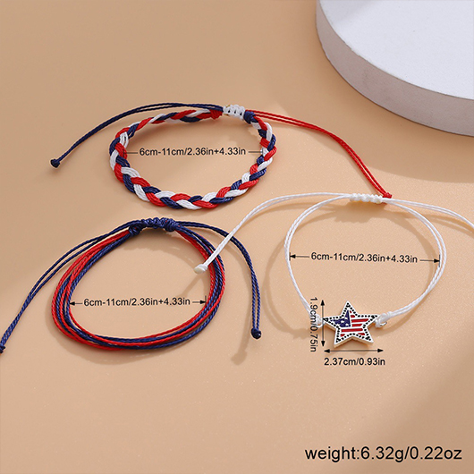 American Flag Red Star Alloy Bracelet Set | Rosewe.com - USD $8.98