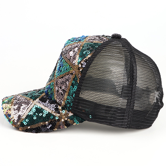Sequin Geometric Print Turquoise Hat Baseball Cap | Rosewe.com - USD $14.98