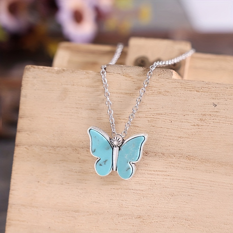Mint Green Alloy Butterfly Design Necklace | Rosewe.com - USD $9.98