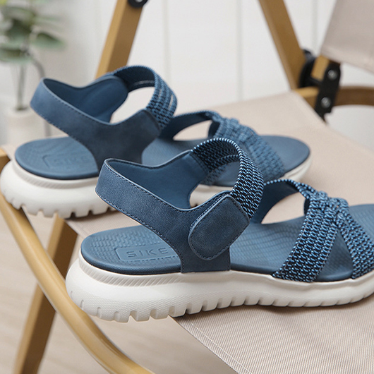 Open Toe Falt Denim Blue Sandals | Rosewe.com - USD $37.98
