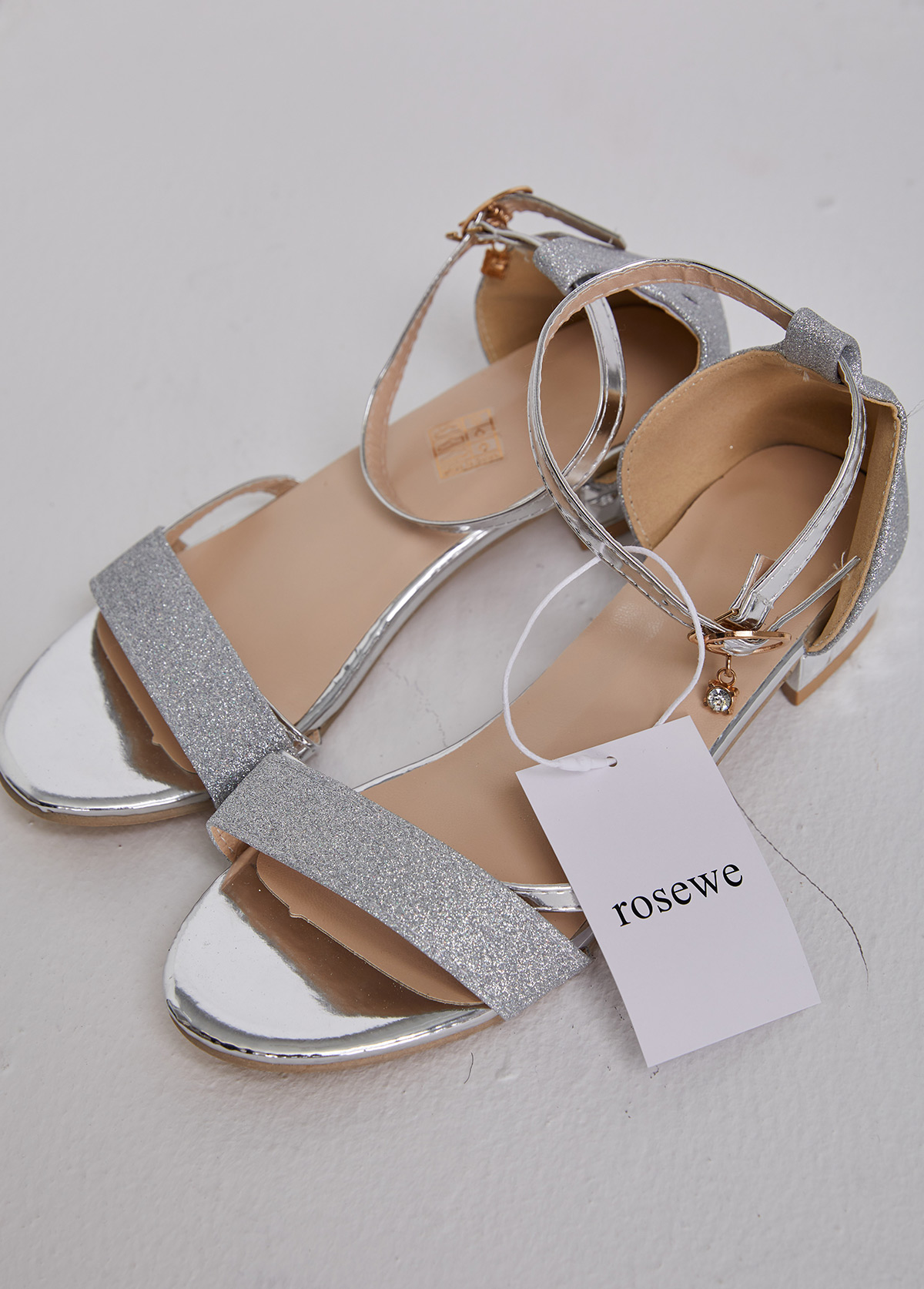 Open Toe Low Heel Silver Sliders | Rosewe.com - USD $25.98