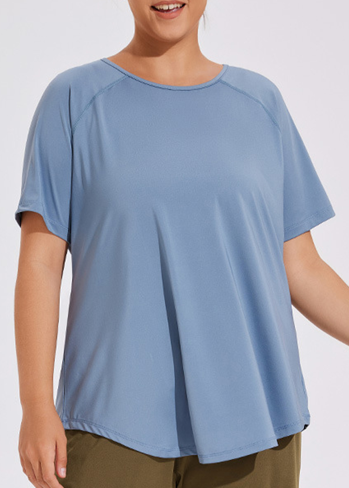 Plus Size Short Sleeve Dusty Blue T Shirt | Rosewe.com - USD $32.98