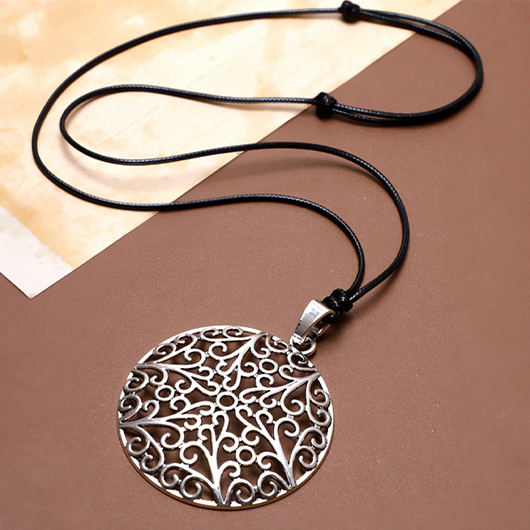 Silver Round Design Geometric Alloy Necklace | Rosewe.com - USD $16.98
