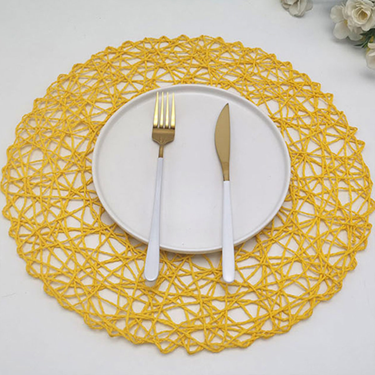 Woven Gold Round Coasters Of Paper | Rosewe.com - USD $11.98
