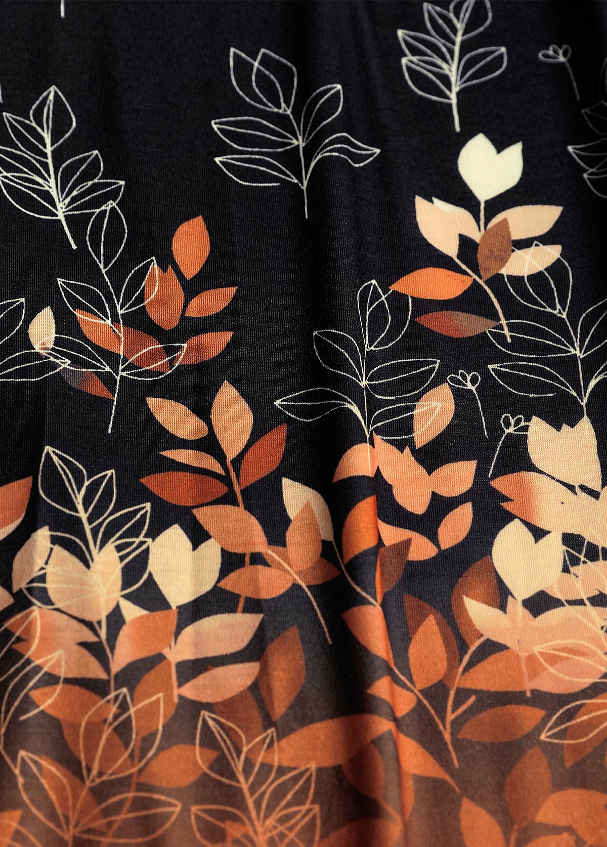 Black Plus Size Leaf Print Light Cardigan | Rosewe.com - USD $33.98