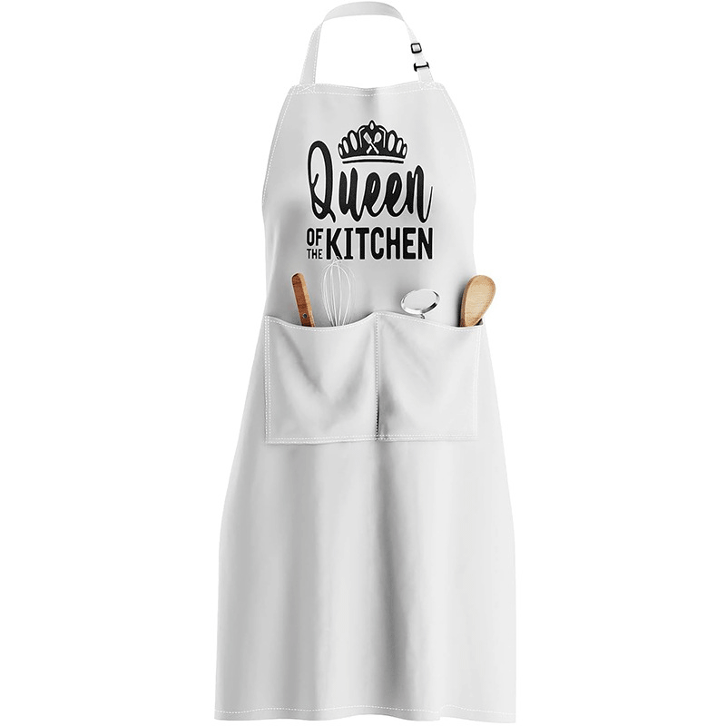 White Letter Polyester Material Print Apron | Rosewe.com - USD $15.98