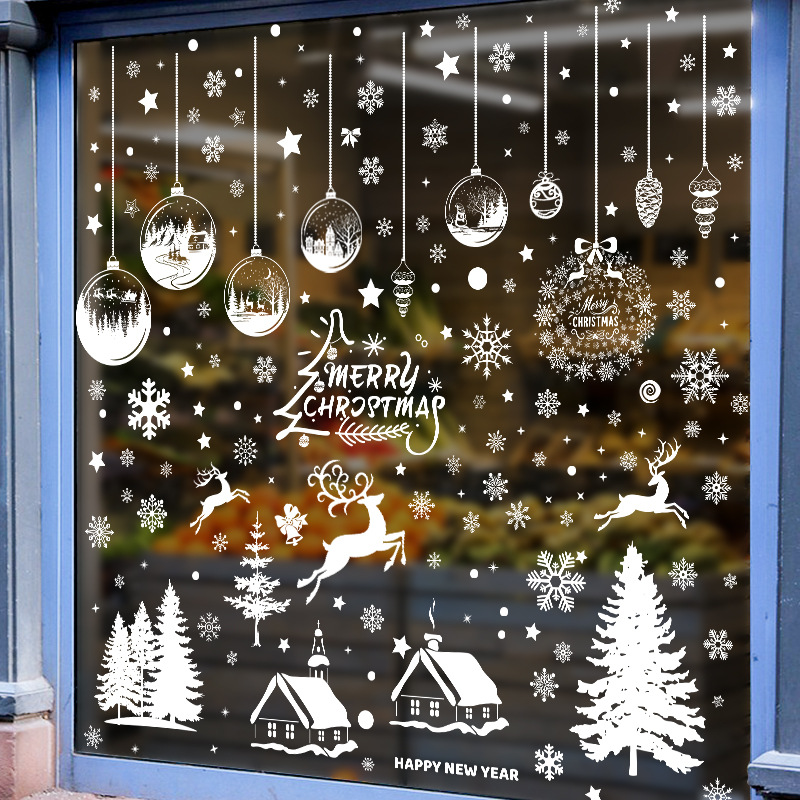 Christmas PVC Detail White Glass Stickers | Rosewe.com - USD $12.98