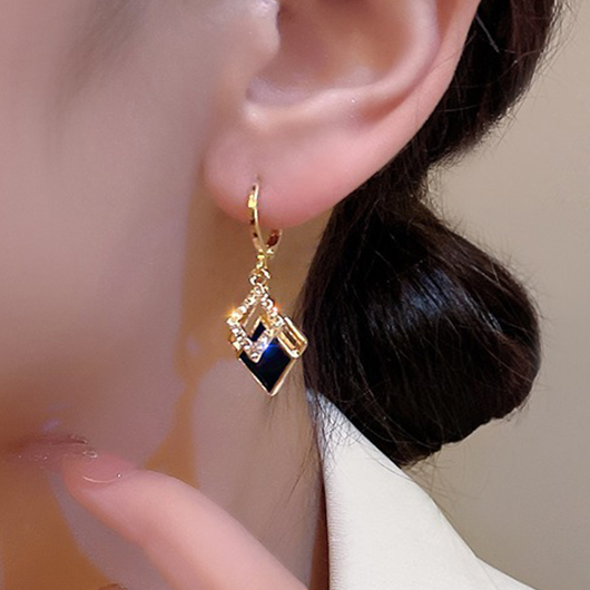 Black Copper Geometric Design Rhombus Earrings | Rosewe.com - USD $14.98