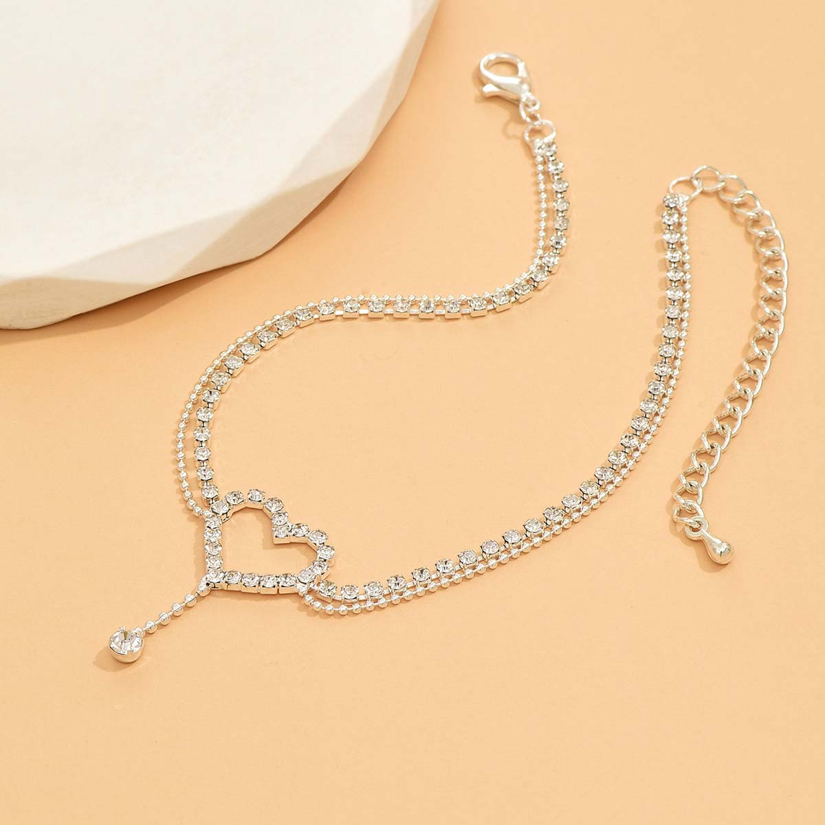 Silver Heart Design Alloy Layered Anklet | Rosewe.com - USD $11.98