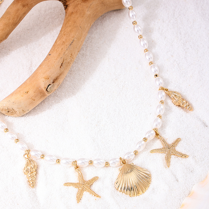 Golden Color Shell Pearl Design Necklace | Rosewe.com - USD $13.98