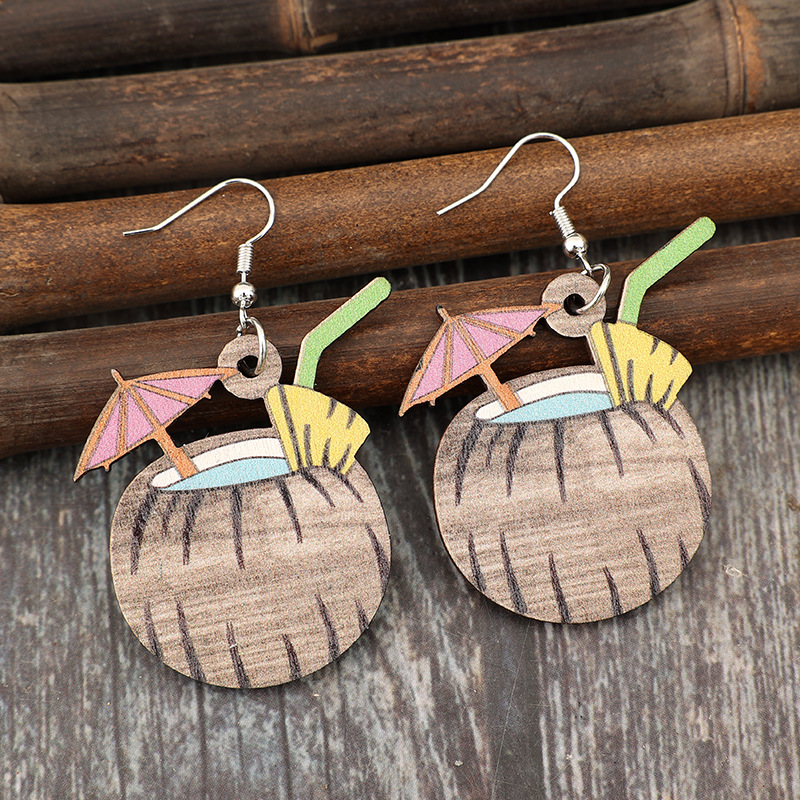 Coconut Milk Light Camel Wood Earrings | Rosewe.com - USD $12.98